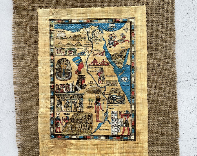 Map of Egypt Papyrus Egyptian Map With Hieroglyphic Border Papyrus ...