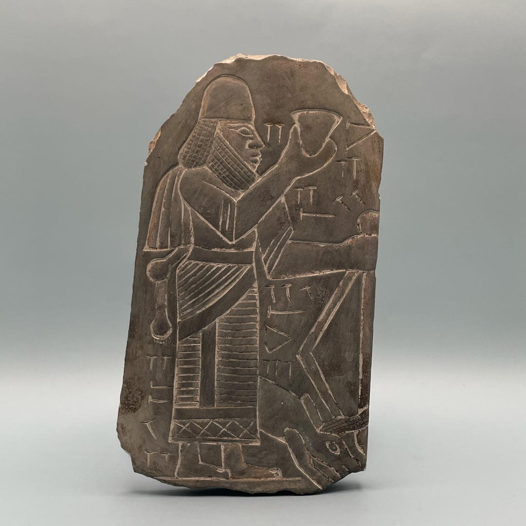 Rare Ancient Assyrian Relief Showing King Adad Nirari Against ...