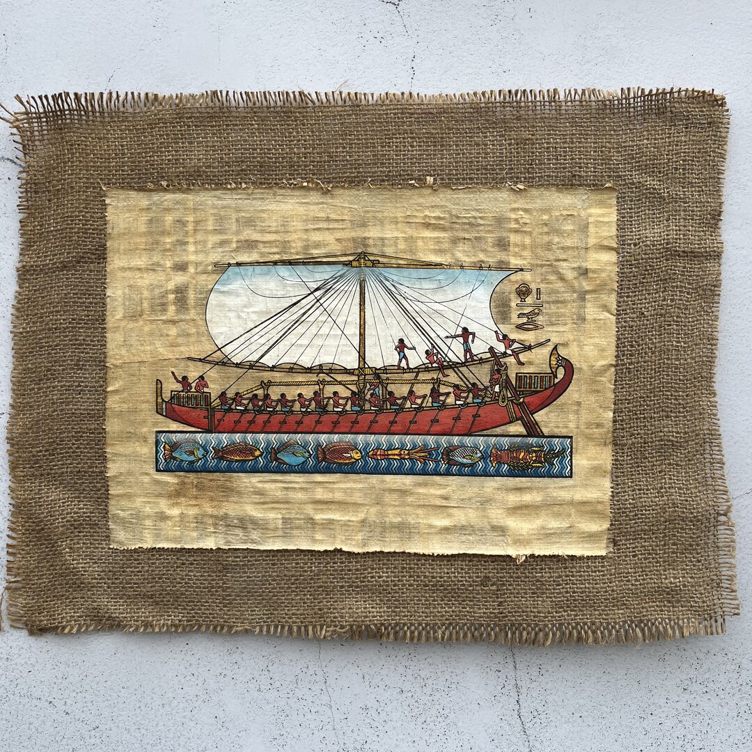 Egyptian Papyrus- Coptic Cloth Section-authentic Papyrus Paper-boat on ...