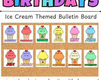 Birthday Bulletin Board Set-ice Cream Theme - Etsy