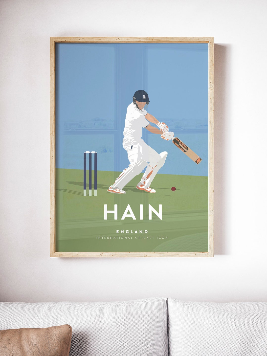 Sam Hain England Cricketer - International Cricket Icon Player Print A3 ...