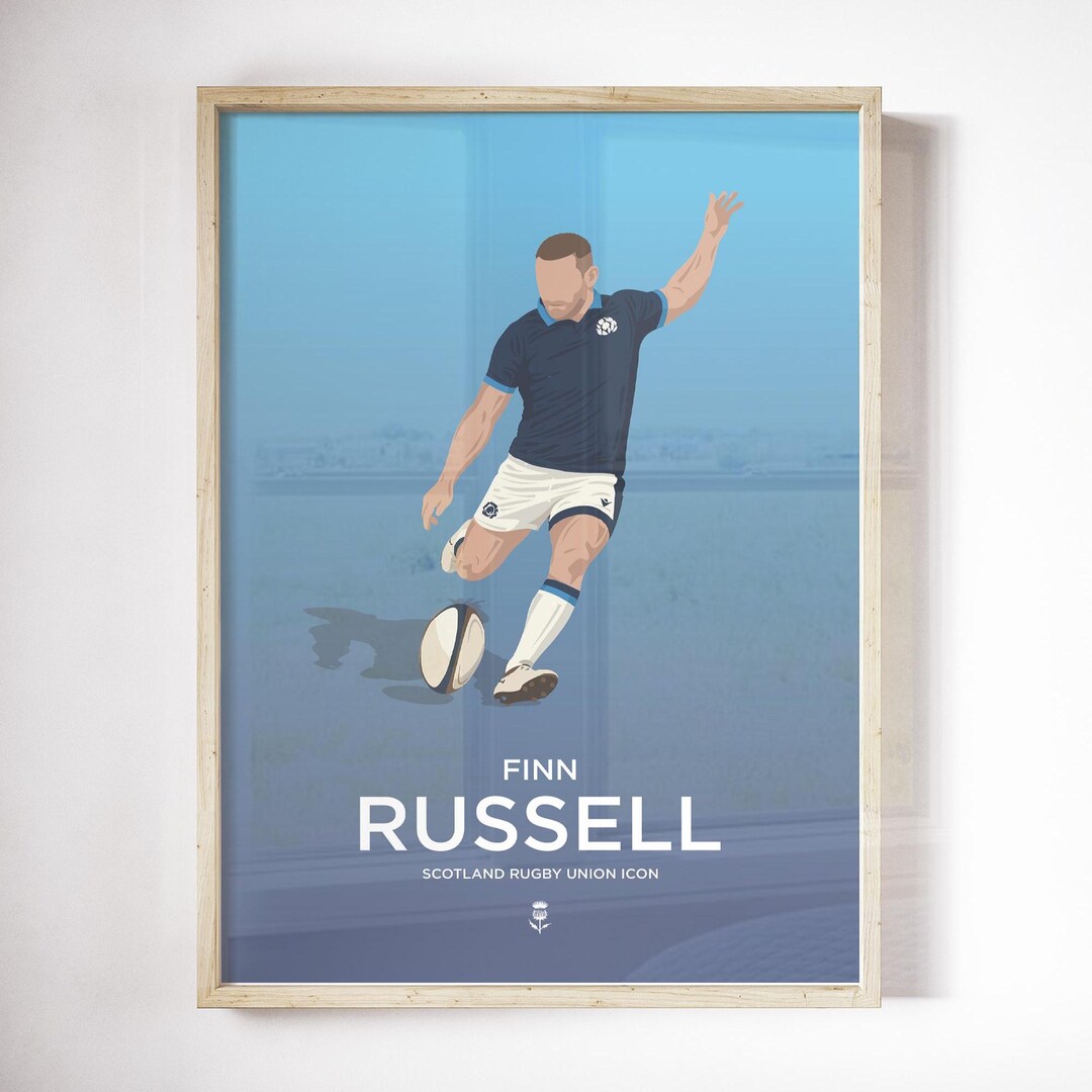Finn Russell Scotland Rugby Print | Scottish Rugby Gift | Rugby Wall ...
