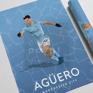 Sergio Aguero, Manchester City Football Player Art Print Poster ...