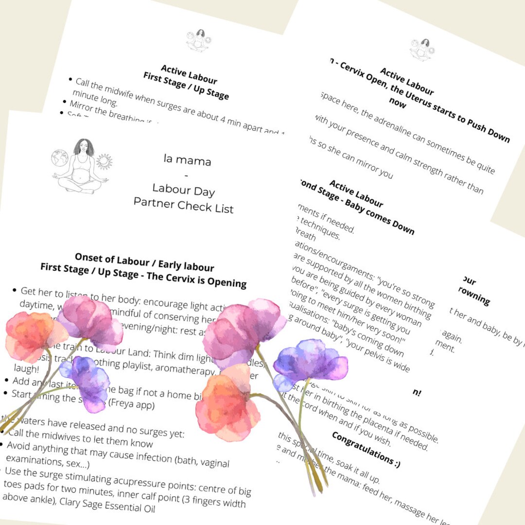 Labour Check List Prompts, Birth Prep, Birth Education, Doula, Birth ...