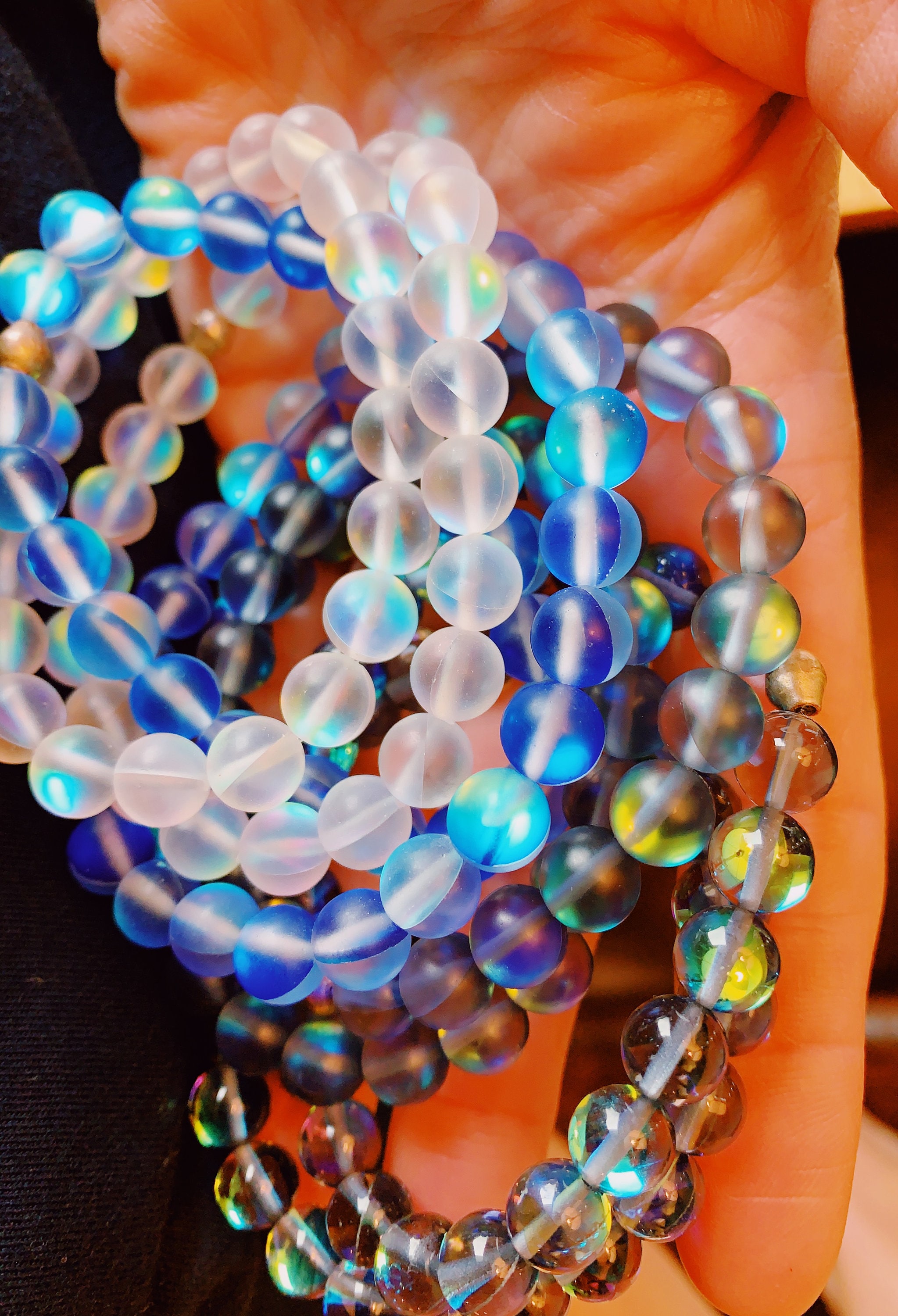 Mermaid Glass Bracelet/ Glow Beads/ Stretch Bracelet - Etsy
