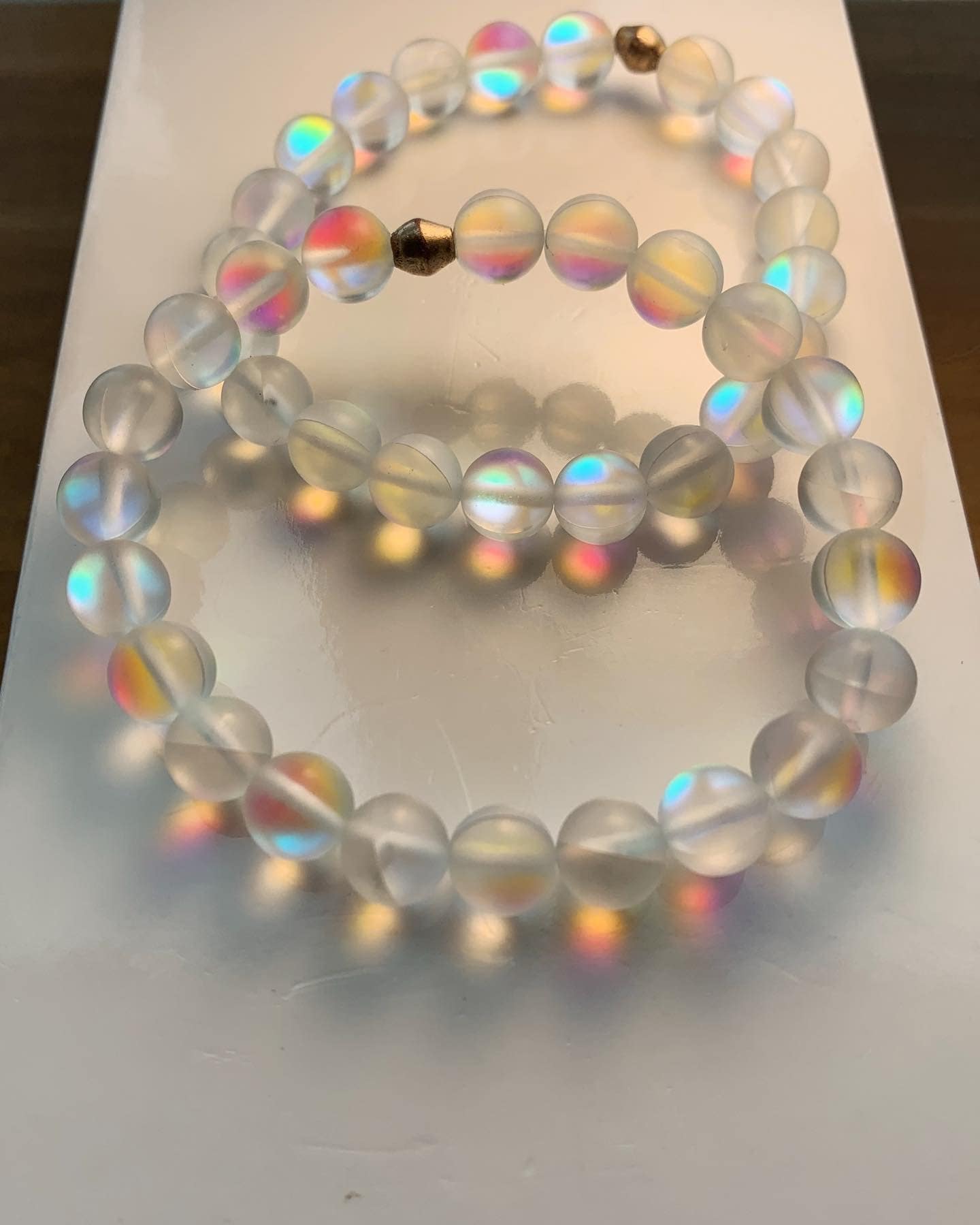Mermaid Glass Bracelet/ Glow Beads/ Stretch Bracelet - Etsy