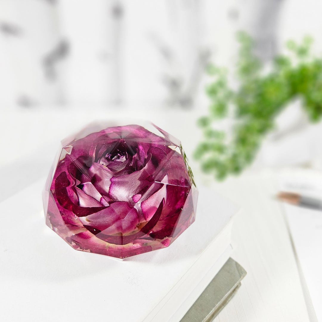 Forever Rose in Resin Geo Dome: Natural Flower Ornament - Etsy