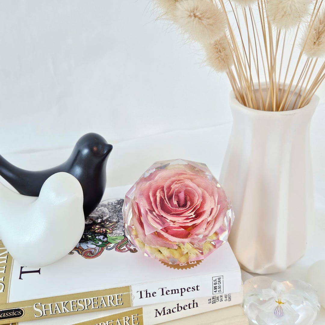 Pink Rose in Resin Geo Dome: Real Floral Keepsake Gift - Etsy