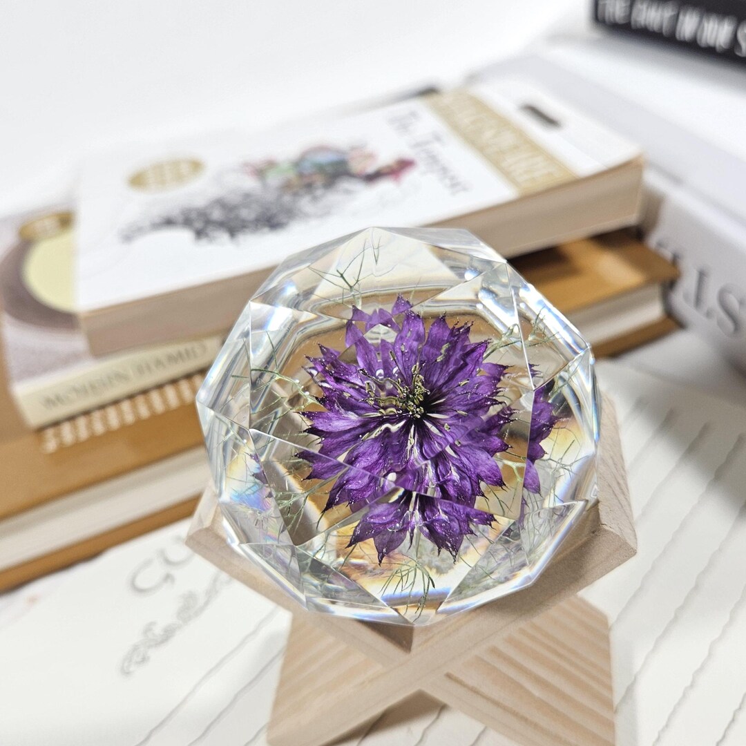 Purple Nigella Flower in Resin Geo Dome: Real Floral Keepsake Gift - Etsy