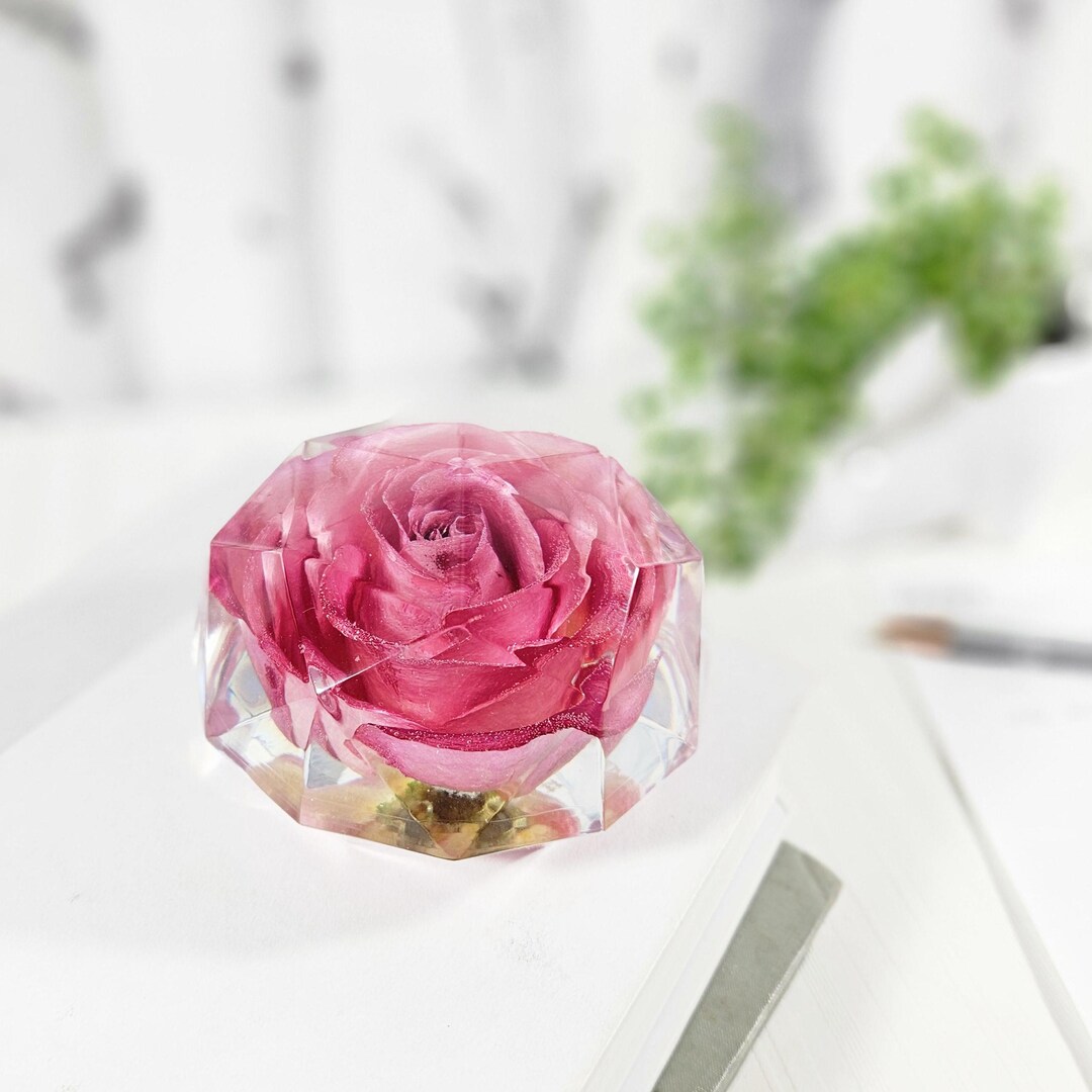 Crimson Red Rose in Resin, Forever Natural Flower, Gift for Parent ...
