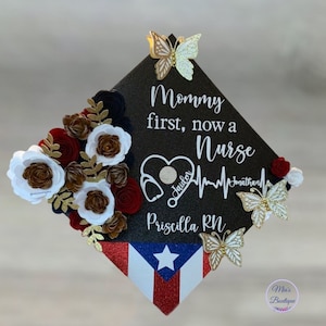 Custom Puerto Rico Graduation Cap Topper, Custom Grad Cap Floral - Etsy