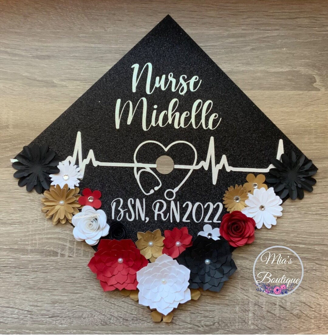 Graduation Cap Nurse Personalized Graduation Cap Cover Nursing Grad Cap ...