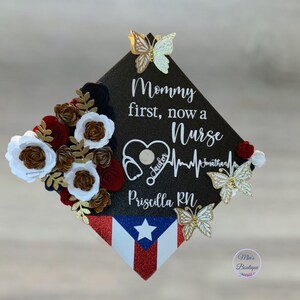 Custom Puerto Rico Graduation Cap Topper, Custom Grad Cap Floral - Etsy