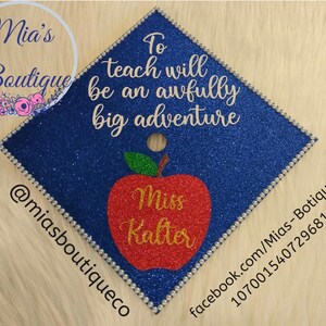 Teacher Graduation Cap Cover Glitter Apple Grad Cap Custom - Etsy