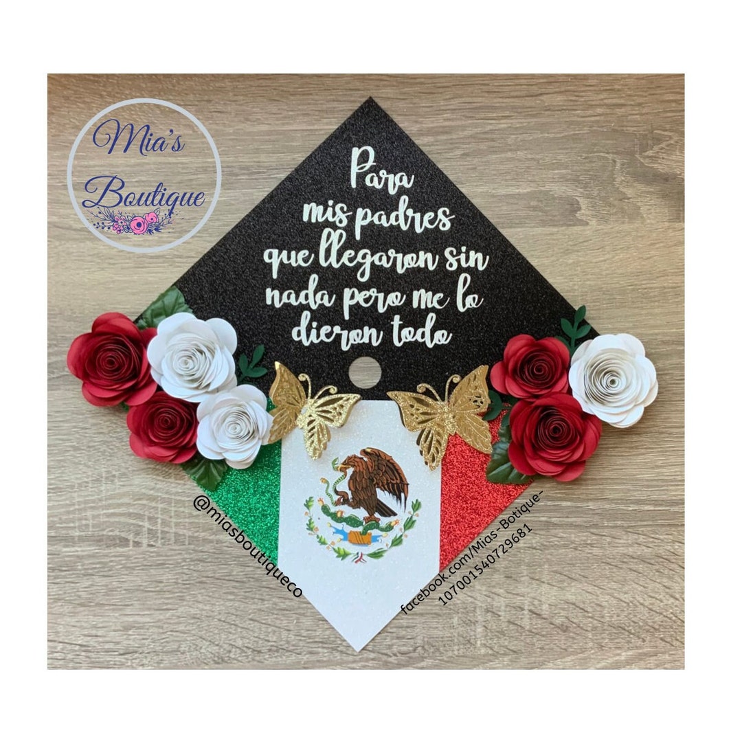 Mexico Graduation Cap Topper Latino Graduation Cap Floral Graduation ...