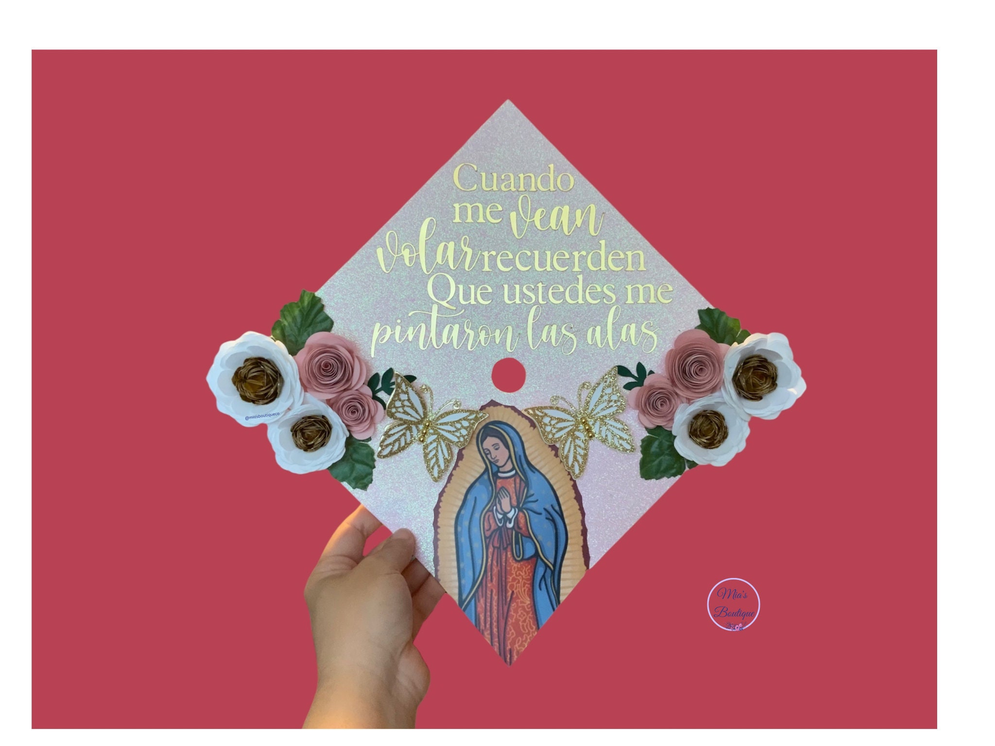 Virgin Mary Graduation Cap Topper: Handmade Floral Decoration - Etsy