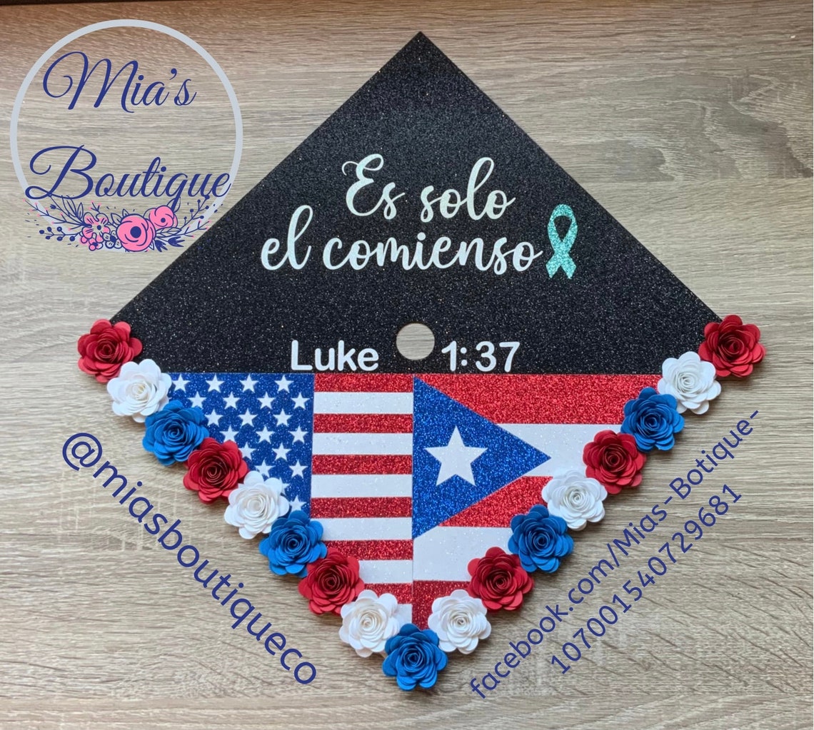 USA & Puerto Rico Floral Graduation Cap/ Floral Graduation Cap/ - Etsy