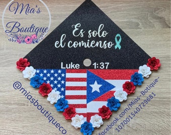 Usa & Puerto Rico Floral Graduation Cap Topper - Etsy