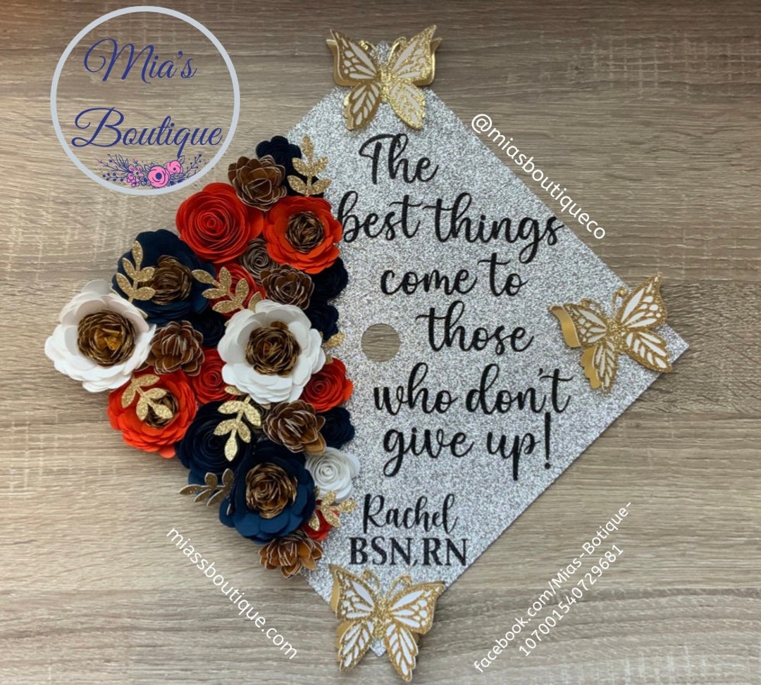 Custom Graduation Cap Topper Nurse, Personalized Graduation Cap Floral ...