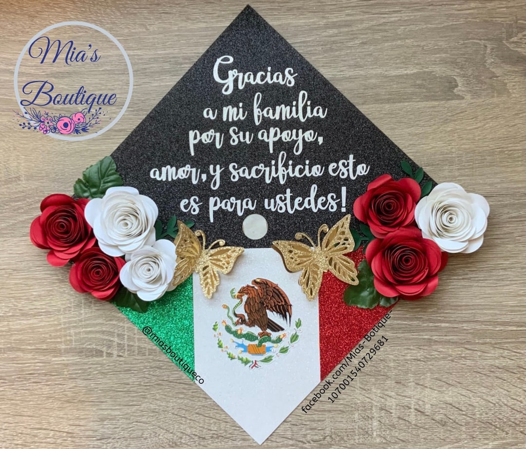 Mexico Graduation Cap Topper/ Latino Graduation Cap/ Floral Graduation ...