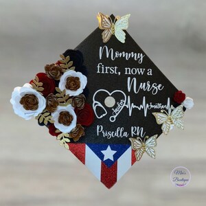 Custom Puerto Rico Graduation Cap Topper, Custom Grad Cap Floral - Etsy