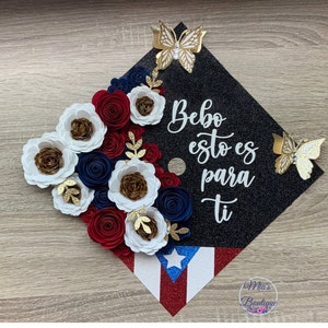 Custom Puerto Rico Graduation Cap Topper Personalized Floral Grad Cap ...