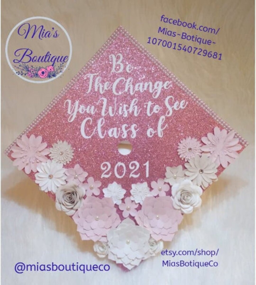Custom Graduation Cap Pink Floral Graduation Gap Topper - Etsy