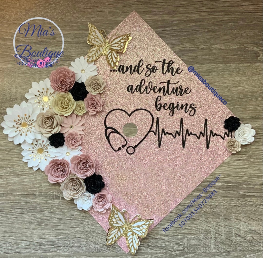 Nurse Graduation Cap Topper Nursing Grad Cap Topper Floral Grad Cap ...