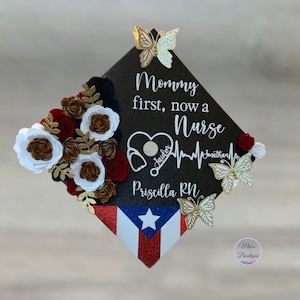 Custom Puerto Rico Graduation Cap Topper, Custom Grad Cap Floral - Etsy