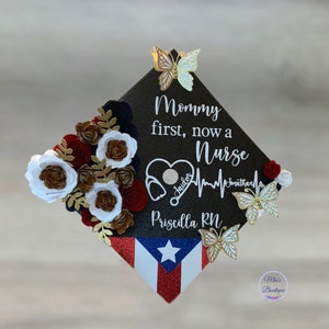 Custom Puerto Rico Graduation Cap Topper, Custom Grad Cap Floral - Etsy