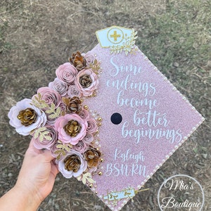 Pink Custom Graduation Cap Topper - Nurse Personalized Heart ...