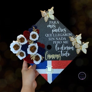 Custom Dominican Flag Graduation Cap Topper Personalized Floral Grad ...