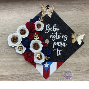 Custom Puerto Rico Graduation Cap Topper Personalized Floral Grad Cap ...