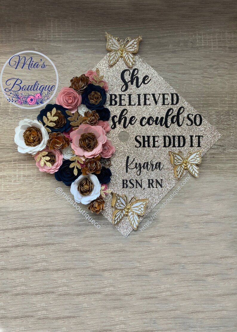 Custom Graduation Cap Topper/ Graduation Cap/ Floral - Etsy