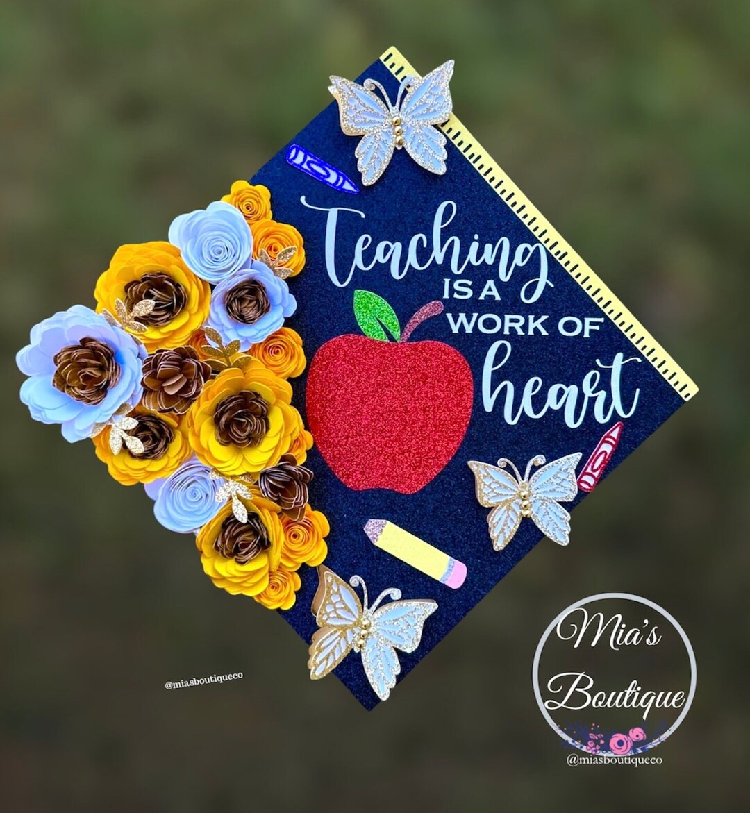 Graduation Cap Topper Teacher Grad Cap Topper Teacher Floral Sunflower ...