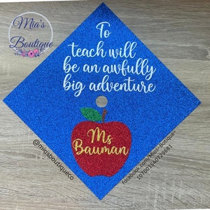Teacher Graduation Cap Cover Glitter Apple Grad Cap Custom - Etsy