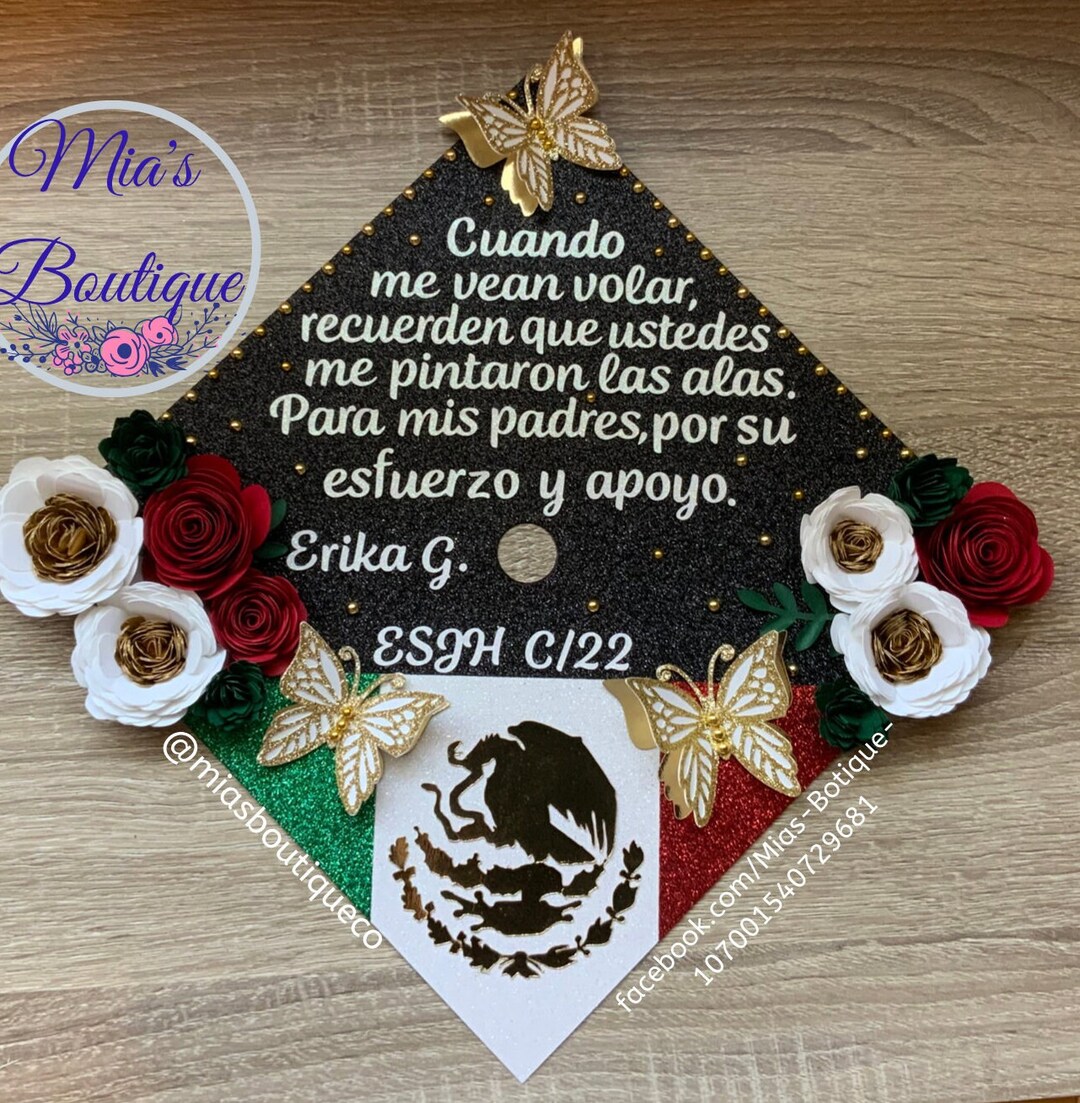 Custom Mexican Graduation Cap Topper, Floral Grad Cap Topper Sunflower ...