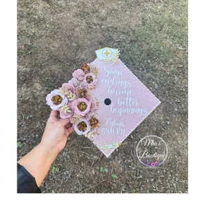 Pink Custom Graduation Cap Topper - Nurse Personalized Heart ...