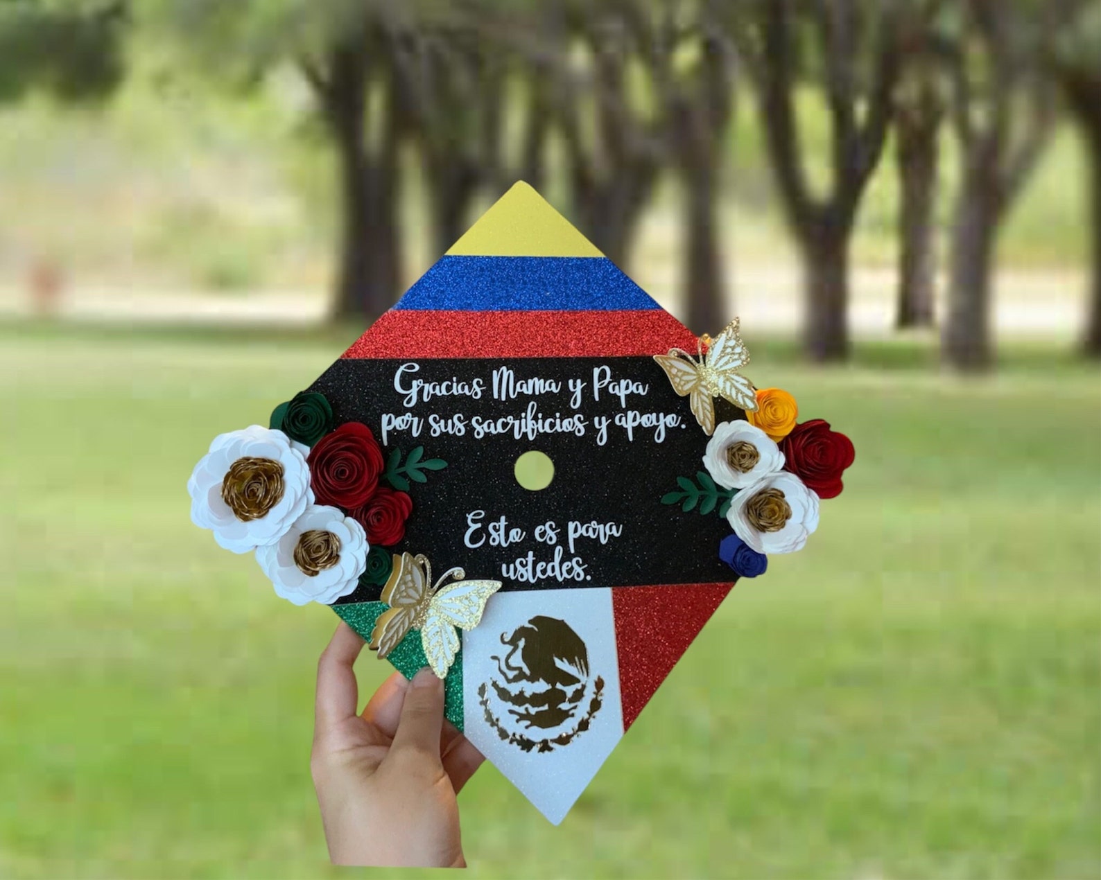 Custom Colombia Graduation Cap Topper: Handmade Floral Design - Etsy