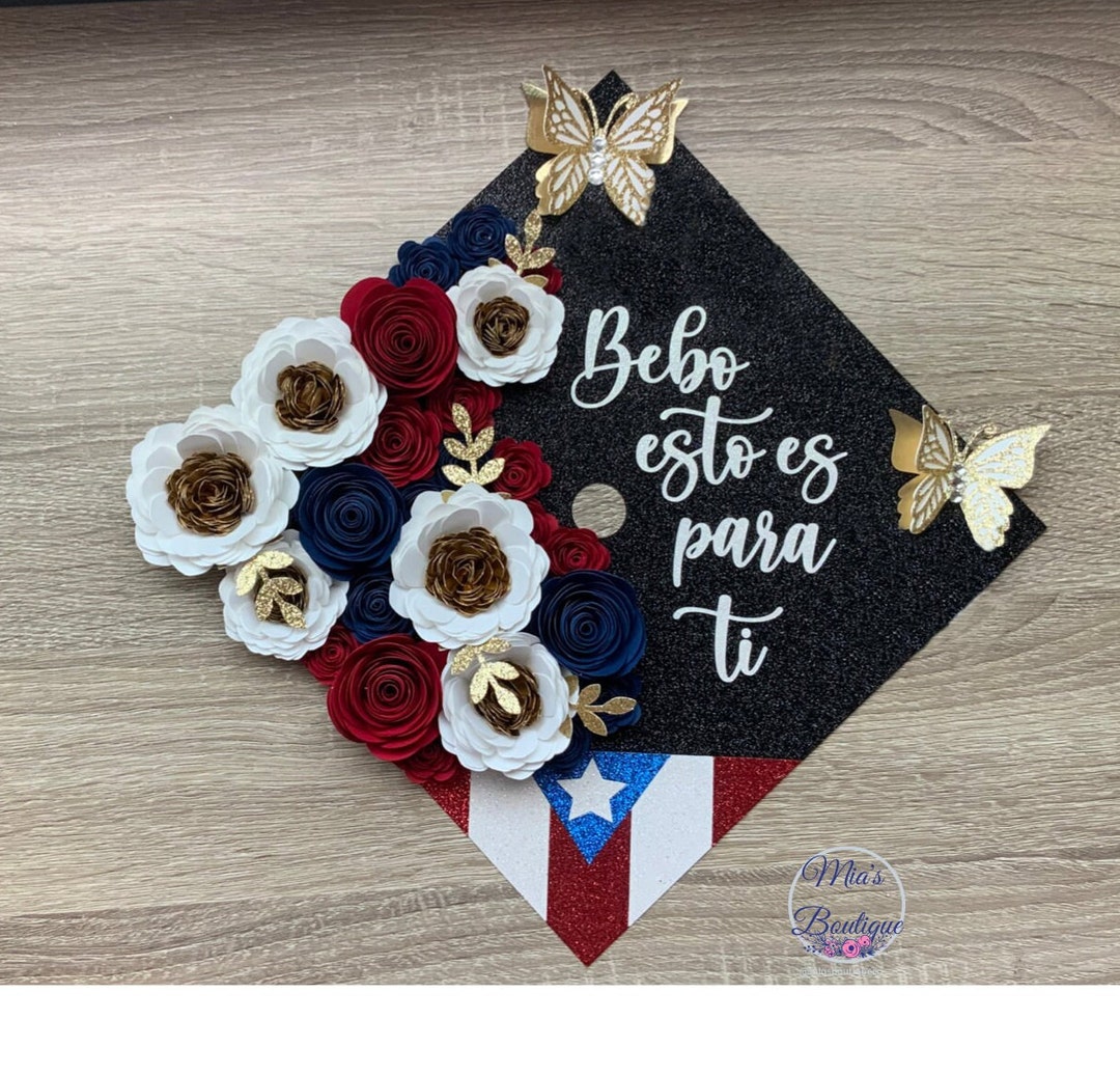 Custom Puerto Rico Grad Cap Topper Floral Grad Cap - Etsy