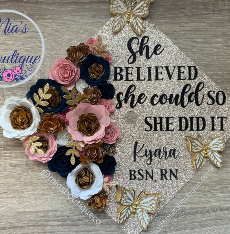 Custom Graduation Cap Topper/ Graduation Cap/ Floral - Etsy