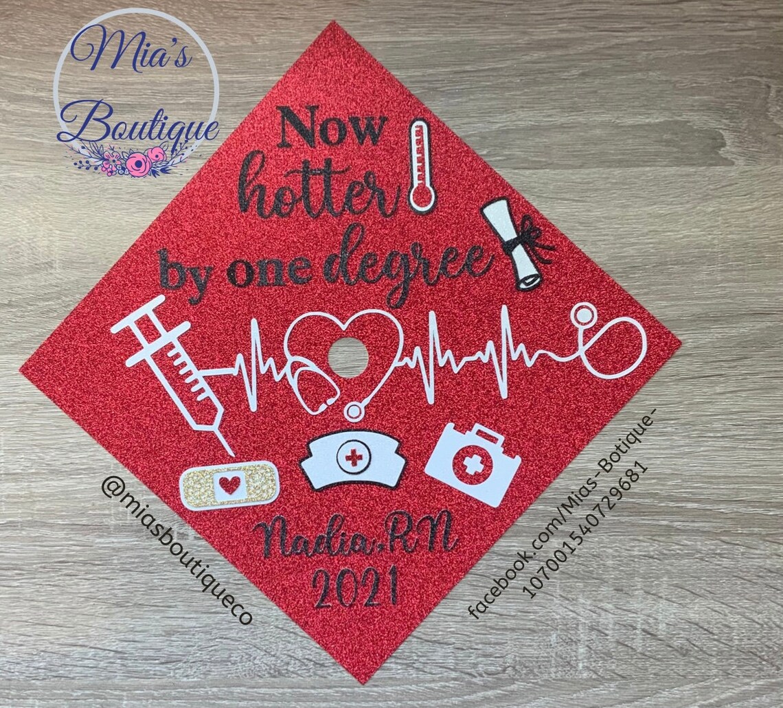 Custom Nurse Graduation Cap Topper: Glitter Design - Etsy