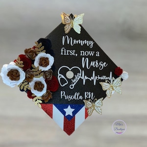 Custom Puerto Rico Graduation Cap Topper, Custom Grad Cap Floral - Etsy