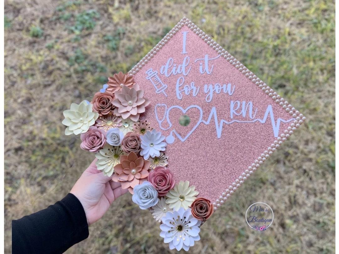 Custom Nurse Graduation Cap Topper: Handmade Floral Design - Etsy