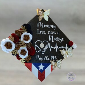 Custom Puerto Rico Graduation Cap Topper, Custom Grad Cap Floral - Etsy