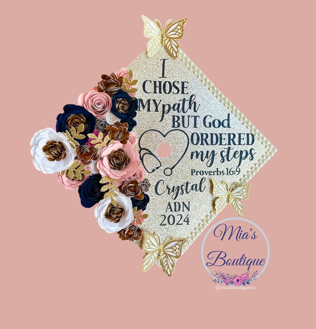 Nurse Graduation Cap Topper Nursing Glitter Grad Cap Floral Sunflower ...