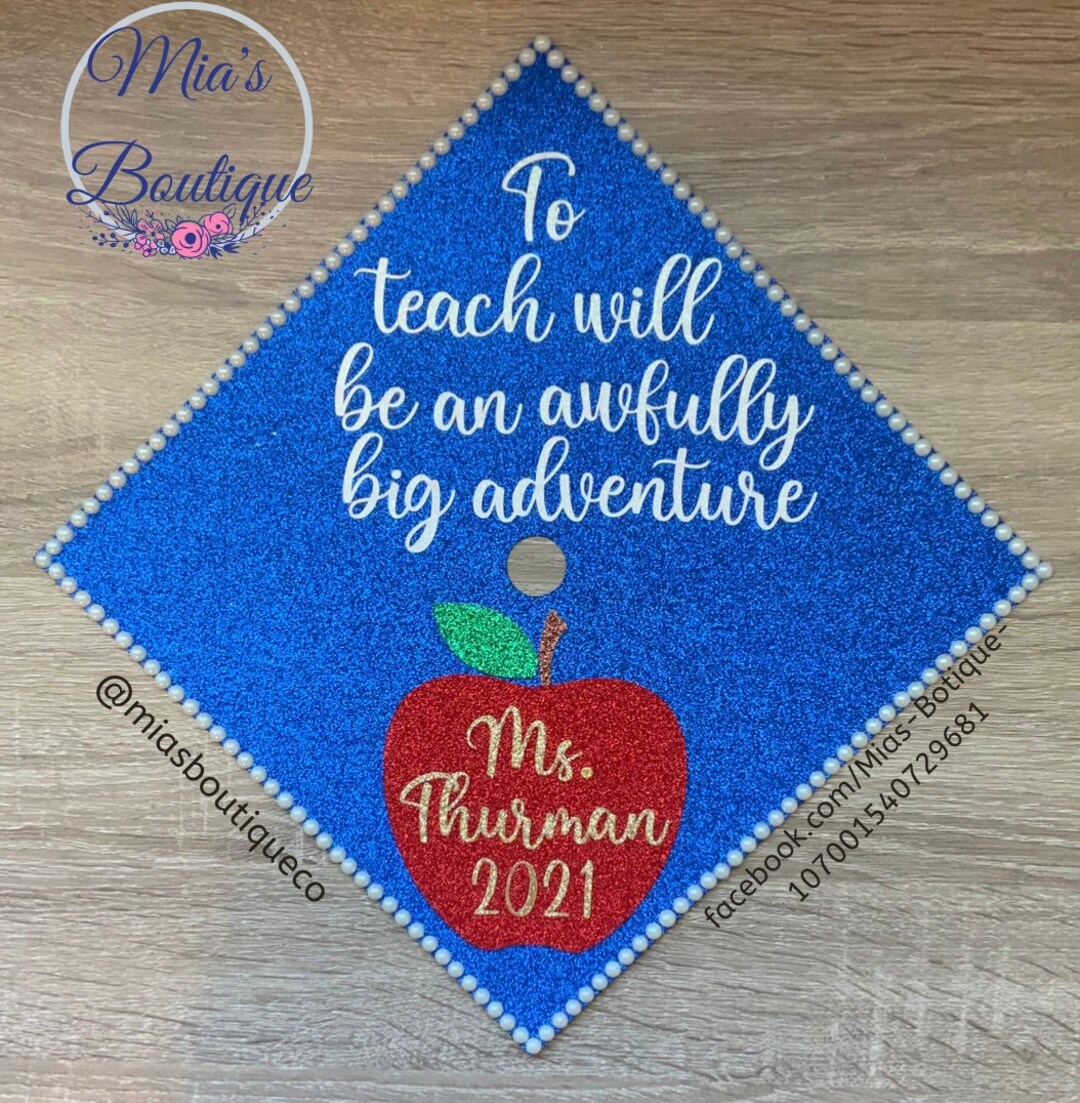 Teacher Graduation Cap Cover Glitter Apple Grad Cap Custom - Etsy