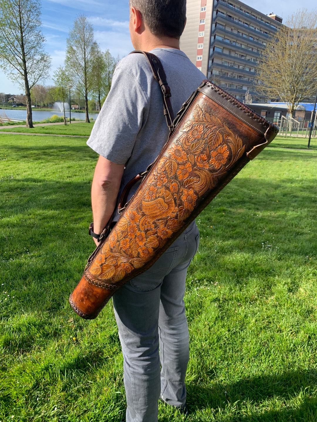 Handcrafted Leather Rifle Case With Ornament in Relief, Ready to ...