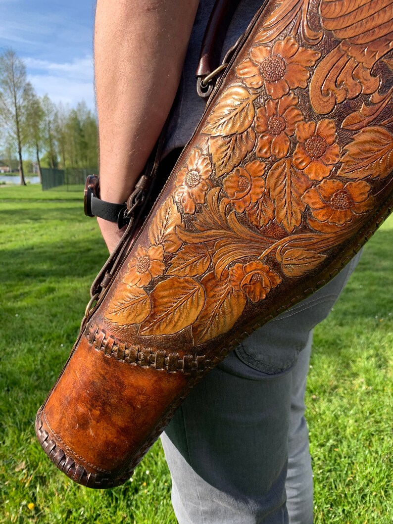 Handcrafted Leather Rifle Case With Ornament in Relief Ready - Etsy