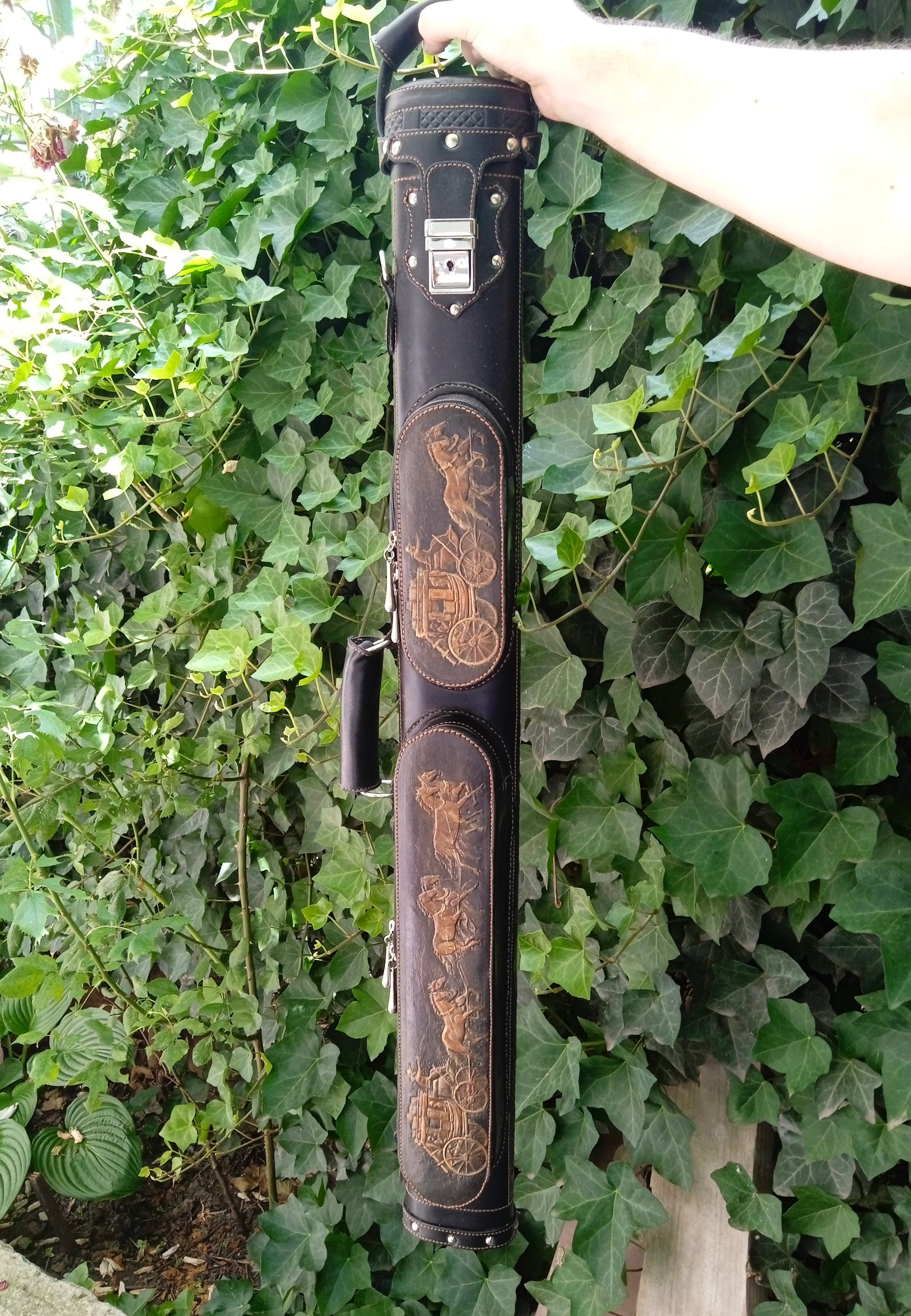 Handmade Tooled Genuine Leather Pool Cue Case Style Western. - Etsy